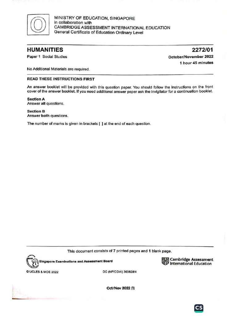2022 O Level SS QP | PDF