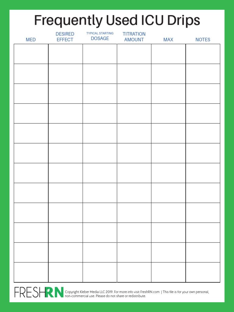 Blank Icu Drip Chart | PDF