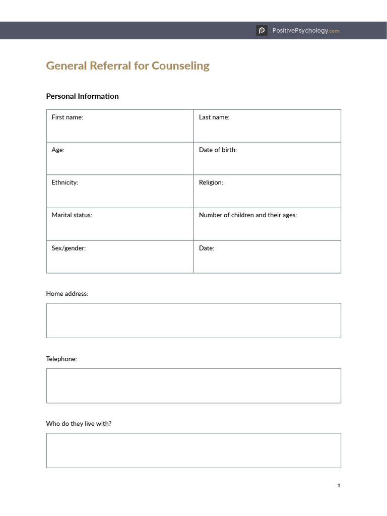 Counseling Referral Template | PDF | Bullying | Psychological Concepts