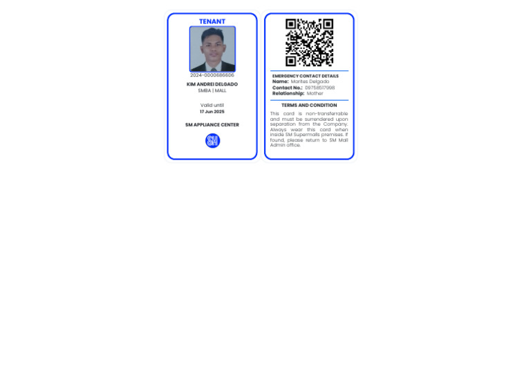 SM Mall Tenant ID Guide | PDF