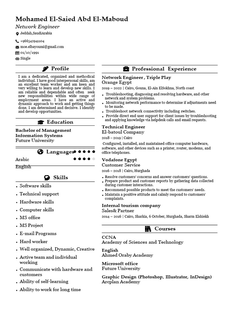Mohamed El Saied Abd El Maboud Resume | PDF | Computer Network ...