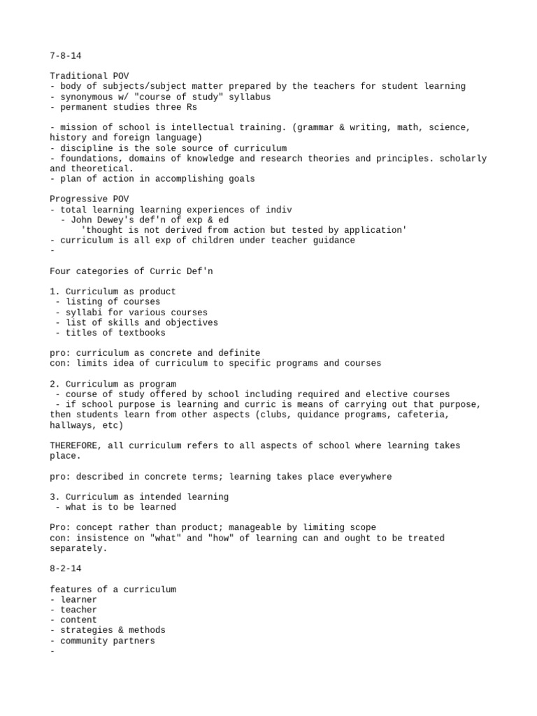 Educ 11 notes | PDF | Curriculum | Cognition