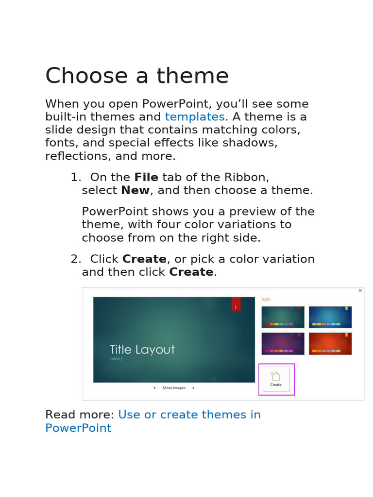 Choose a theme | PDF | Computer File | Microsoft Power Point
