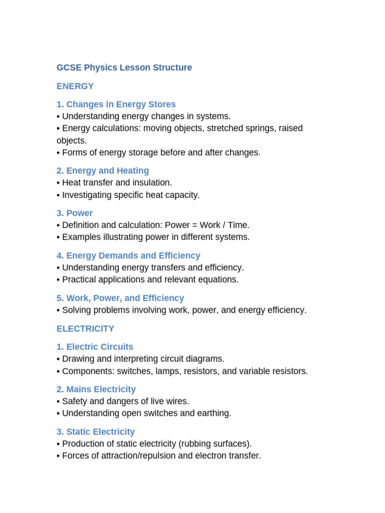 GCSE_Physics_Lesson_Structure (1) | PDF | Force | Waves