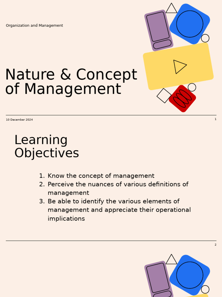 Week 1 - Definition and Functions of Management | PDF | Organizational Behavior | Cognitive Science