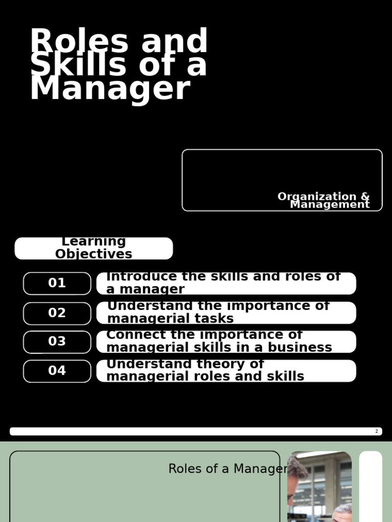 Week 1 - Roles & Skills of Manager | PDF | Mediation | Skill