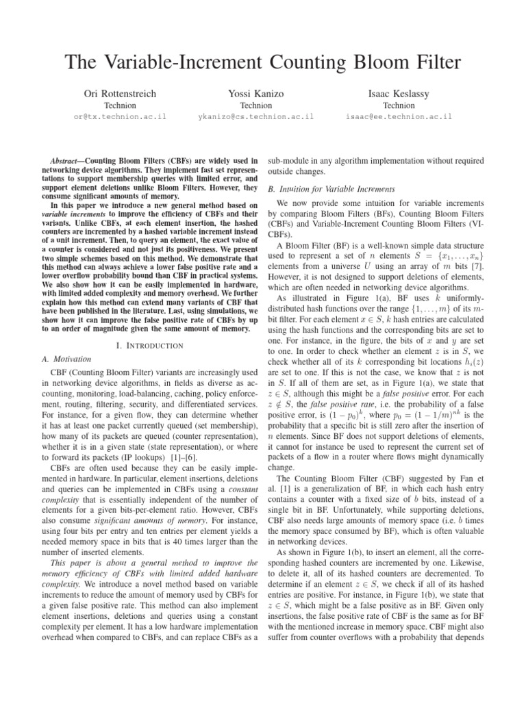 The Variable-Increment Counting Bloom Filter | PDF