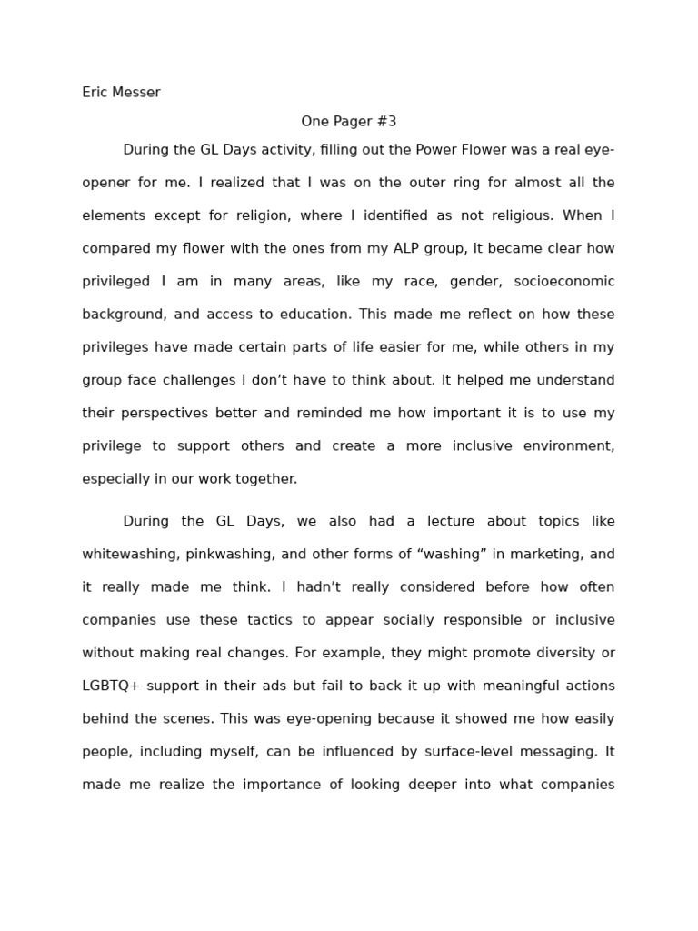 Reflection 1 Pager #3 | PDF