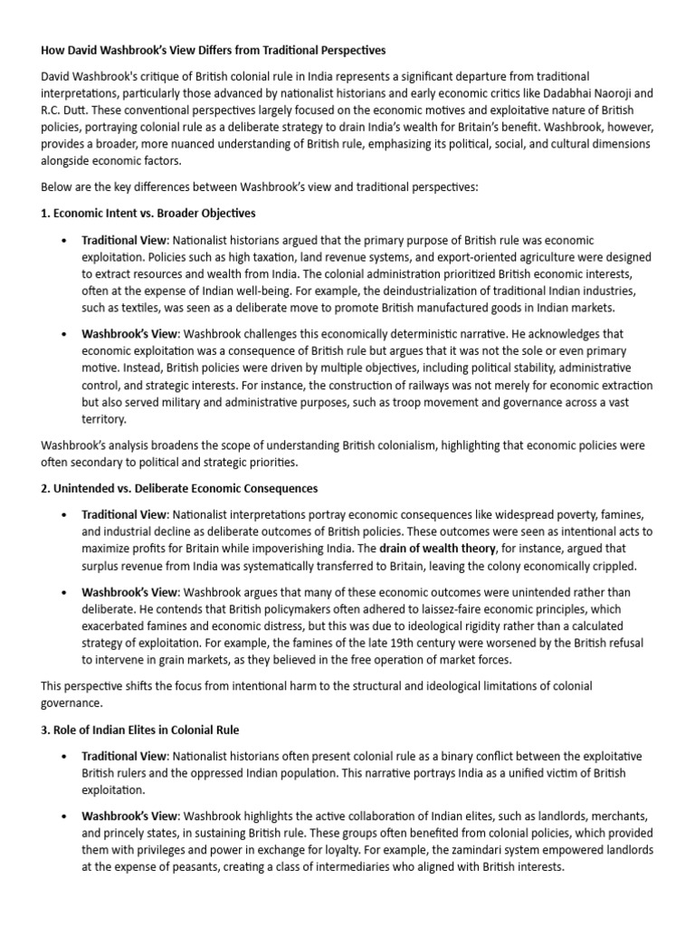 How David Washbrook | PDF | British Raj | Colonialism