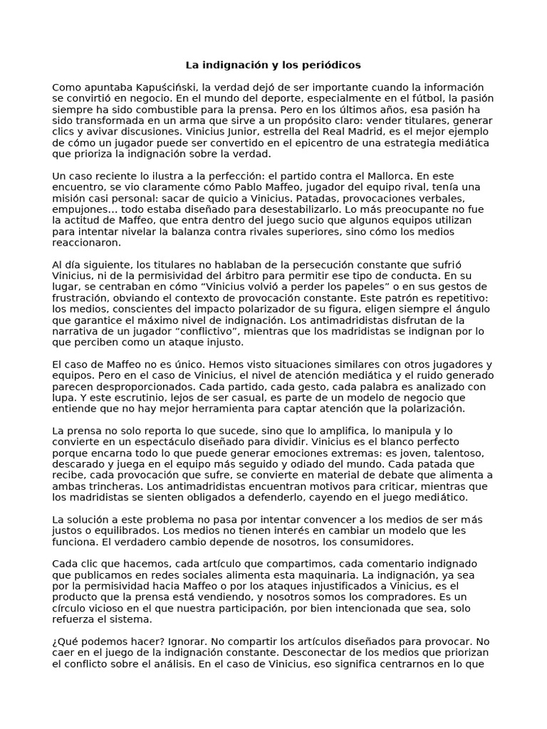 La Indignación y Los Periódicos | PDF