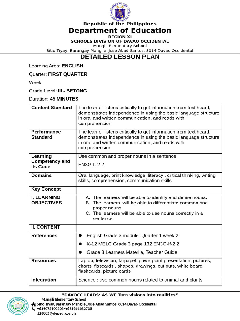DETAILED LESSON PLAN | PDF | Learning | Cognition