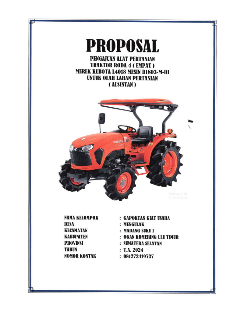 Proposal Jonder (R 4) Gapoktan Giat Usaha | PDF