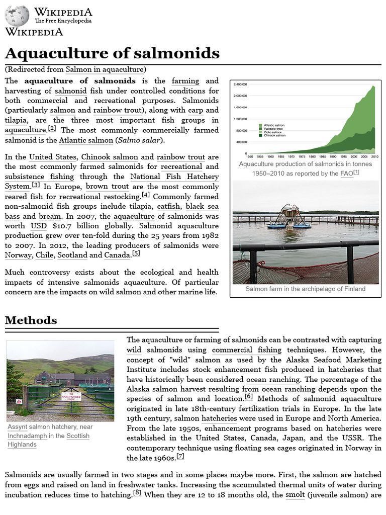 Aquaculture of Salmonids - Wiki | PDF | Rainbow Trout | Salmon