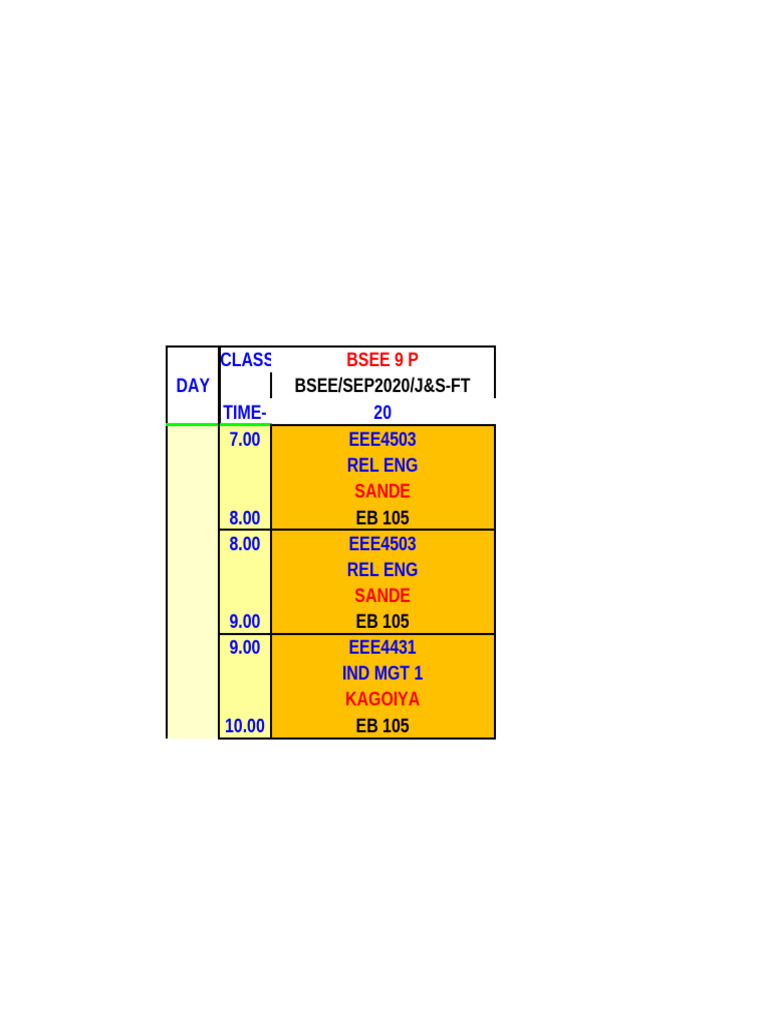 January - April 2025 - Teaching Time Table - Update 01-Of 23-12 - 2024 | PDF
