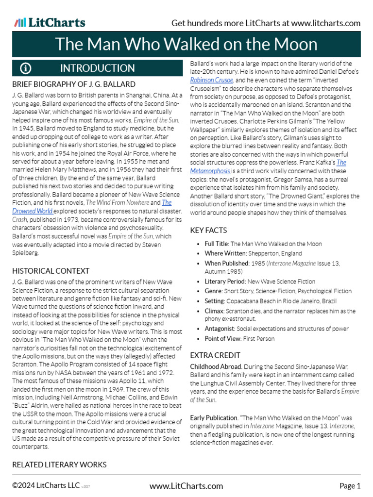 The Man Who Walked On The Moon LitChart | PDF | Apollo 11 | Narration