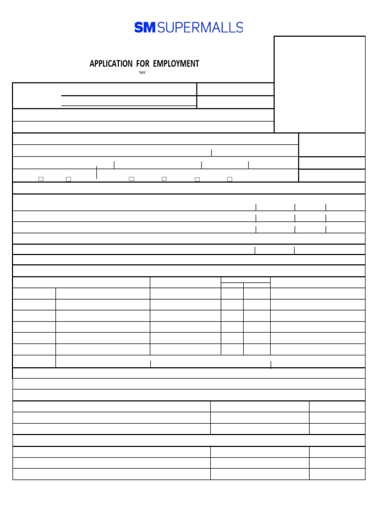 Application For Employment Form (Supermalls) (03.28.23) | PDF ...