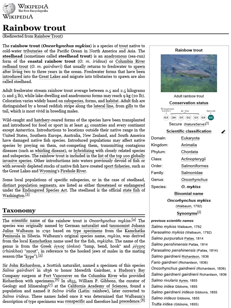 Rainbow trout - Wiki | PDF | Rainbow Trout | Fish