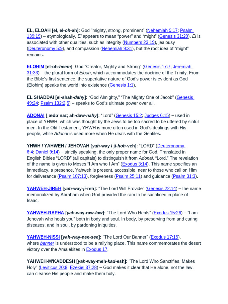 names of GOD | PDF | Names Of God In Judaism | Conceptions Of God