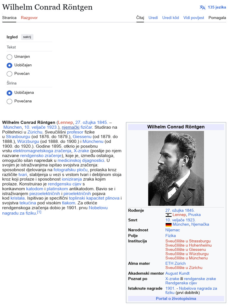 Wilhelm Conrad Röntgen – Wikipedija | PDF