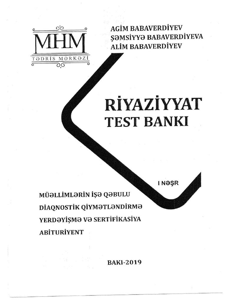Riyaziyyat Test Banki - MHM | PDF