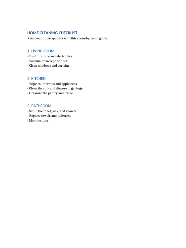 Home Cleaning Checklist | PDF