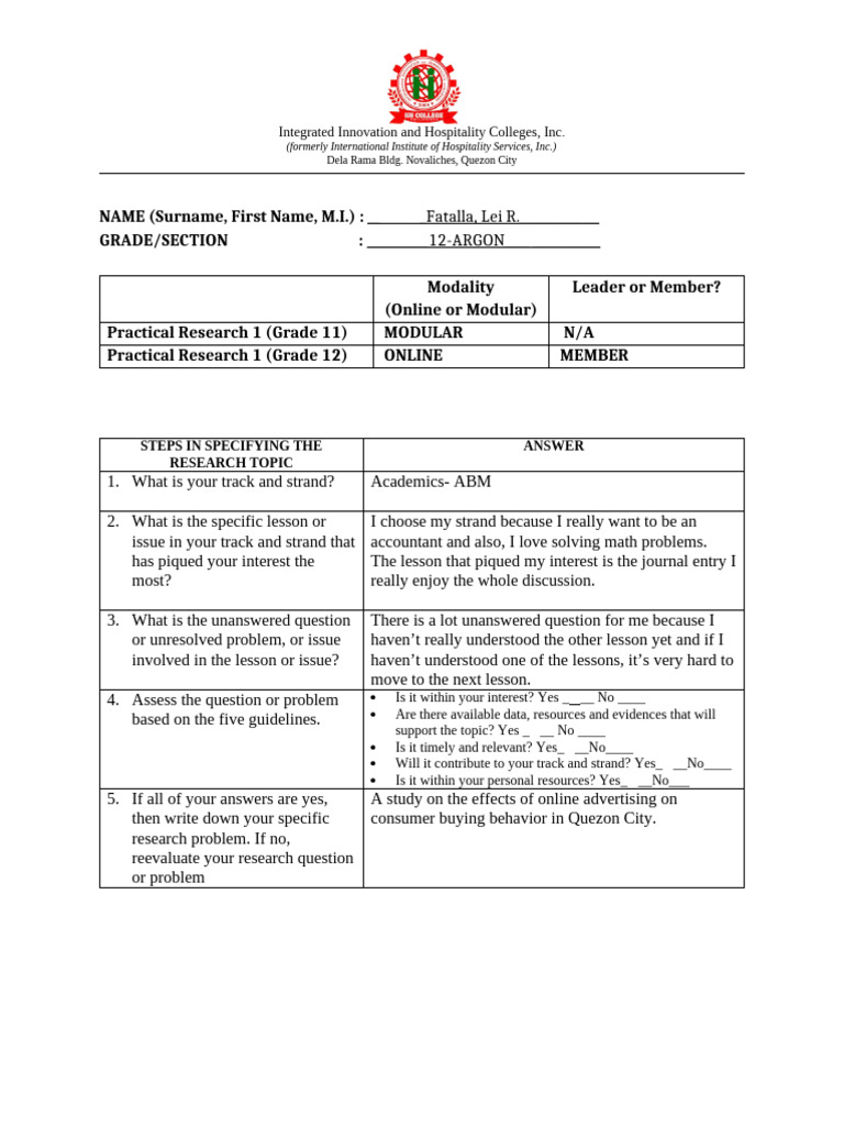 ASSIGNMENT 1 | PDF | Scientific Method | Methodology