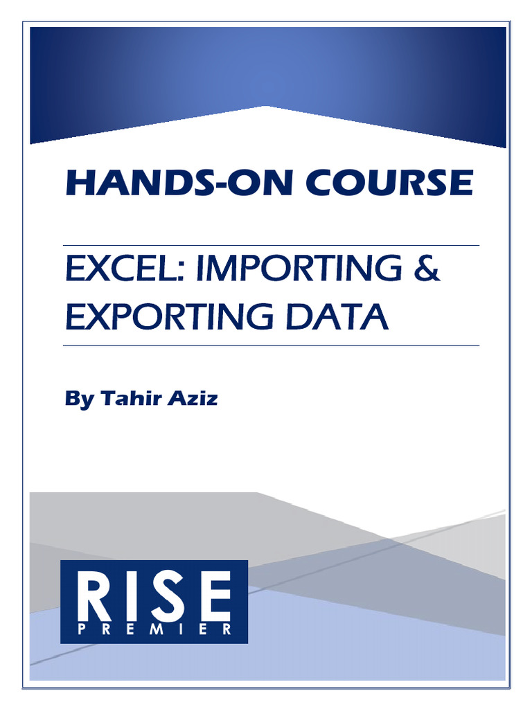 2) Ms. Excel - Importing Exporting Data (By Tahir Aziz) | PDF | Microsoft Excel | Comma ...