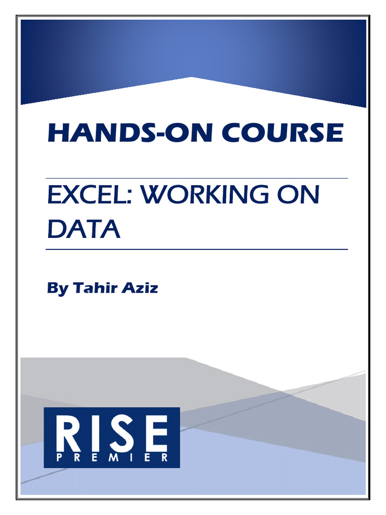 3) Ms. Excel - Working On Data (By Tahir Aziz) | PDF | Microsoft Excel | Text