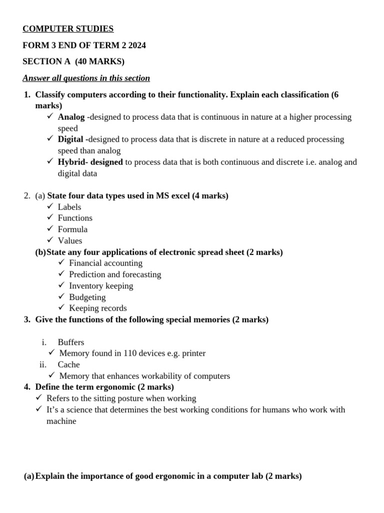 Computer Studies F3T2 PP1 MS | PDF | Computer Program | Programming
