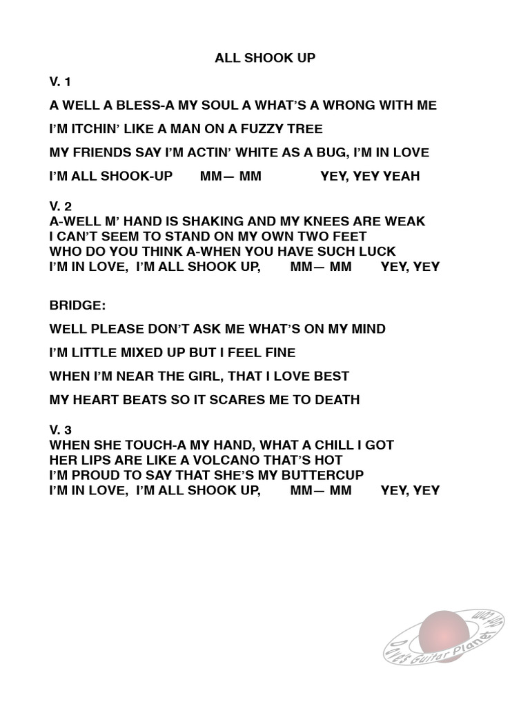 All Shook Up Lyrics Analysis | PDF