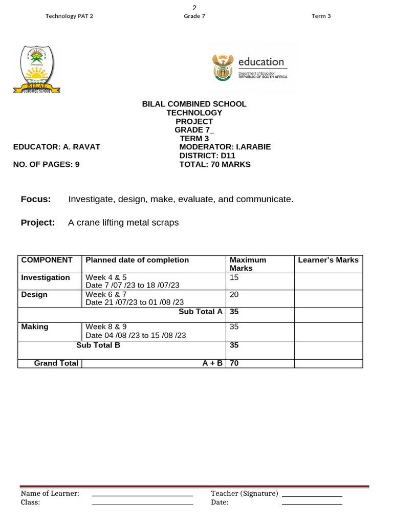 Technology Term 3 Grade 7 Project | PDF | Scrap | Series And Parallel ...