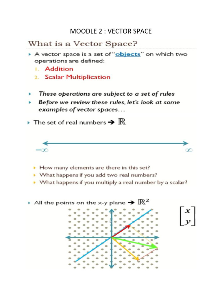 MOODLE 2. VECTOR SPACE Ict Space | PDF