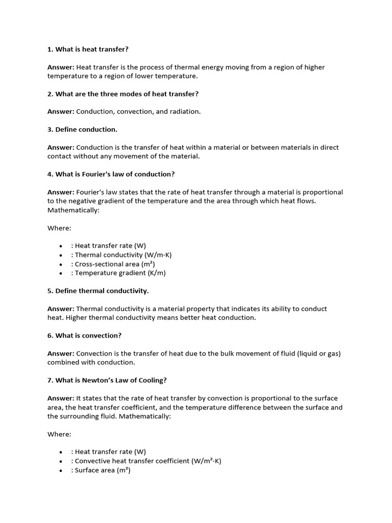 Heat Trasnfer 100 Interview Question and Solution | PDF | Heat Transfer ...