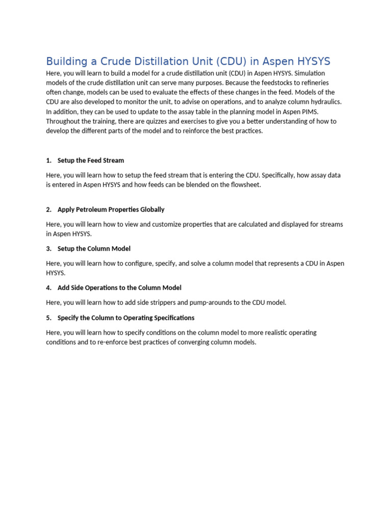 ELG-114 Building A Crude Distillation Unit CDU | PDF