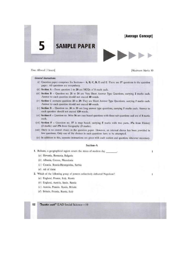 Social Science SQP Class 10 | PDF