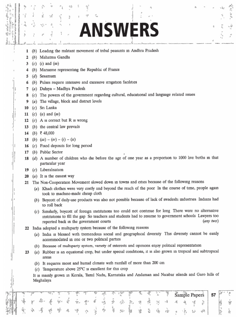 Social Science SQP Class 10 | PDF