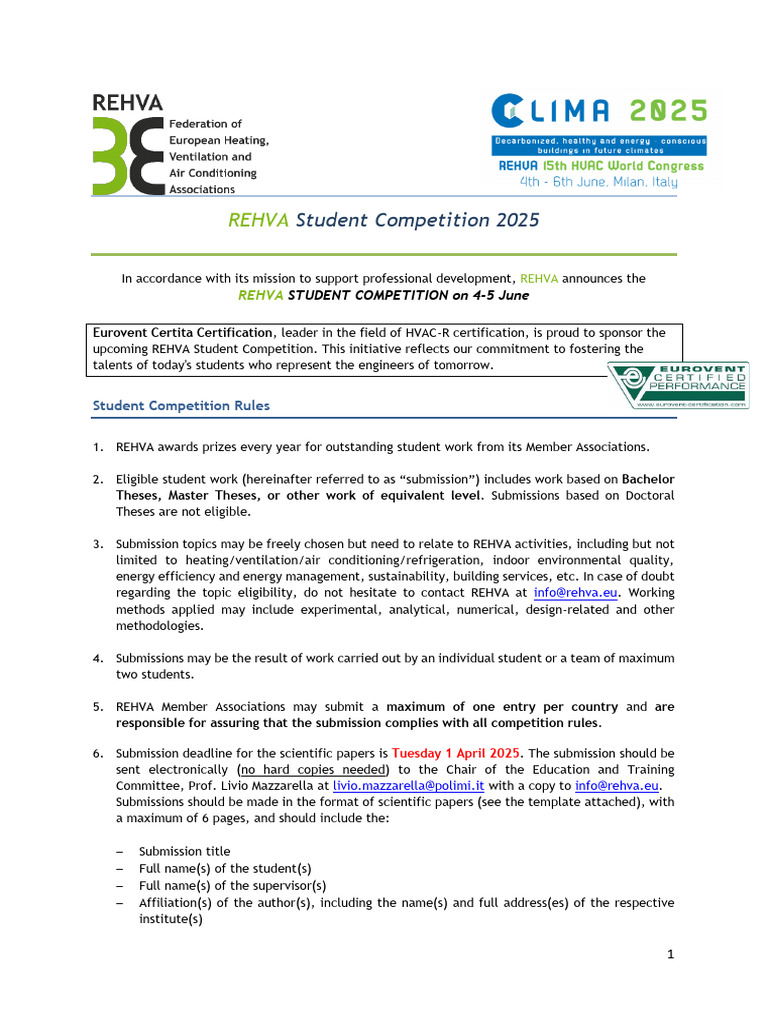 REHVA Student Competition 2025 | PDF | Thesis