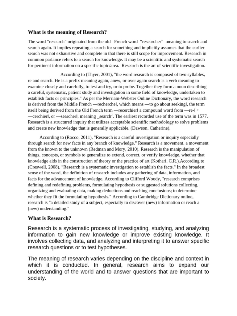 What Is The Meaning of Research? | PDF | Survey Methodology ...
