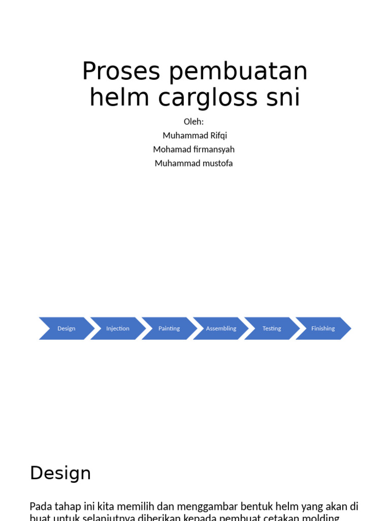 Proses pembuatan helm cargloss sni | PDF