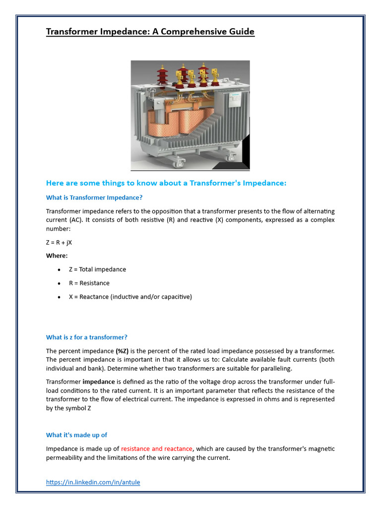 Transformer Impedance - The Backbone of Electrical Systems | PDF ...
