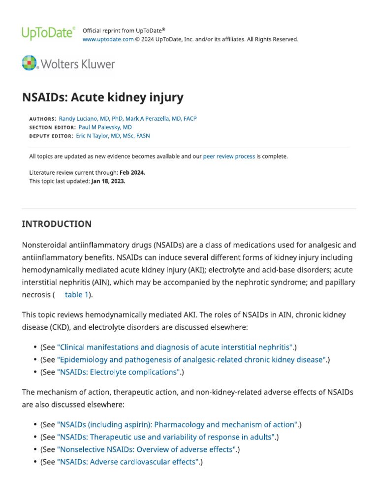 NSAIDs Acute Kidney Injury | PDF
