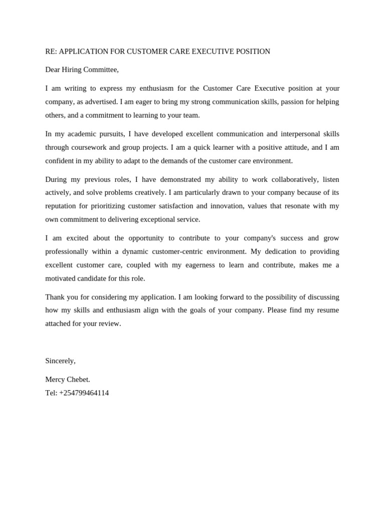 Cover Letter Mercy | PDF