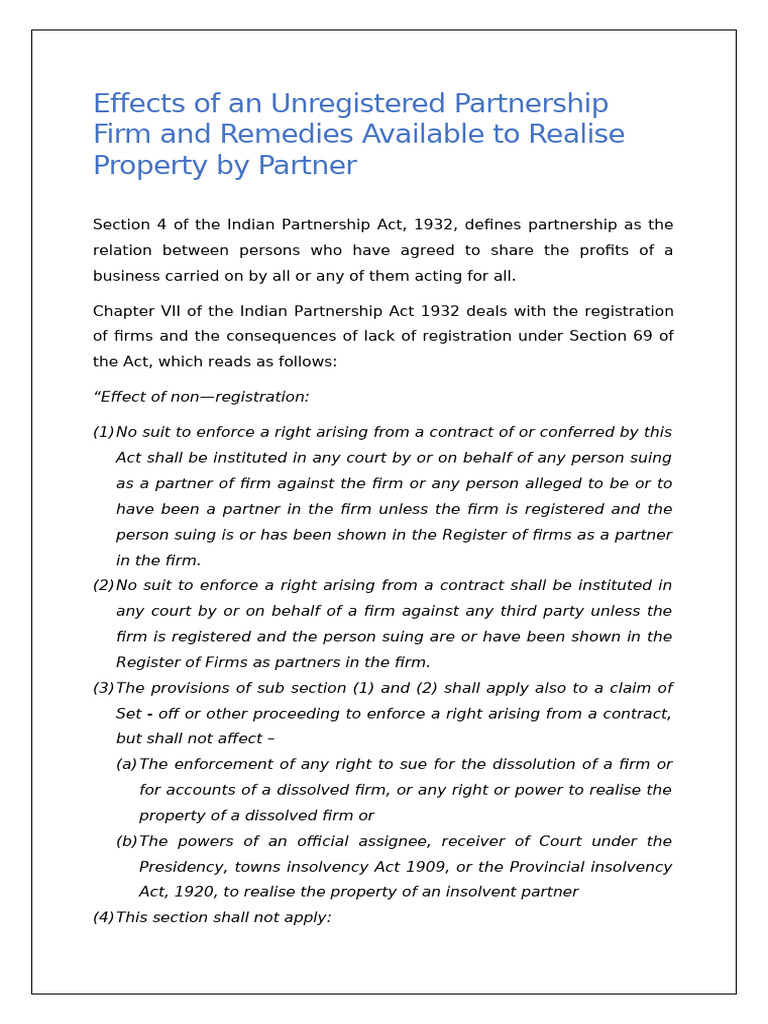 Consequences of Unregistered Partnerships | PDF | Lawsuit | Partnership