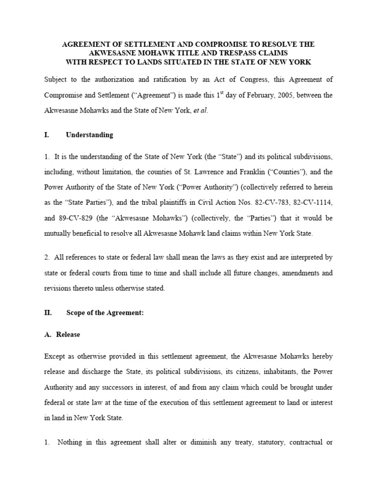 Mohawk Agreement 200502 | PDF | Arbitration | Sovereign Immunity