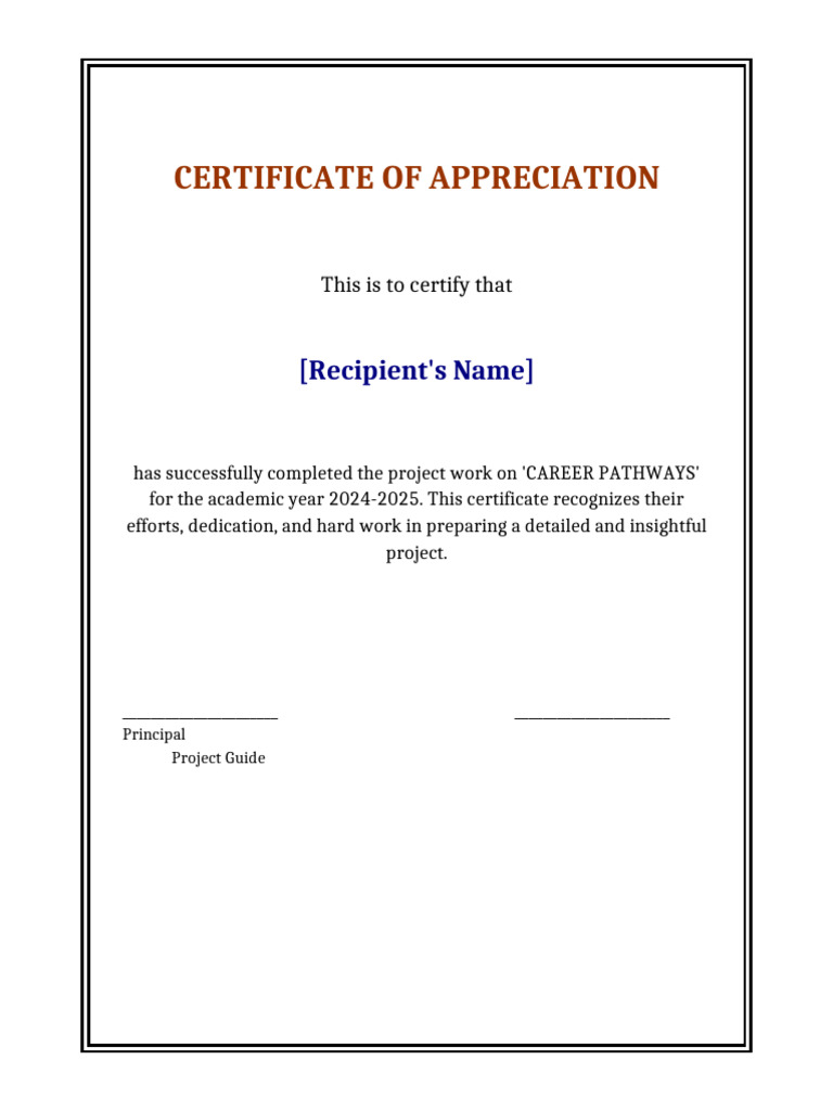 Career Pathways Project Certificate | PDF