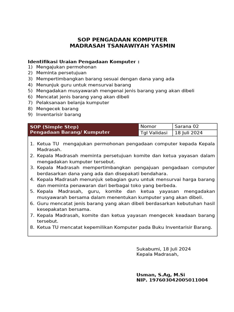 Sop Pengadaan Komputer | PDF