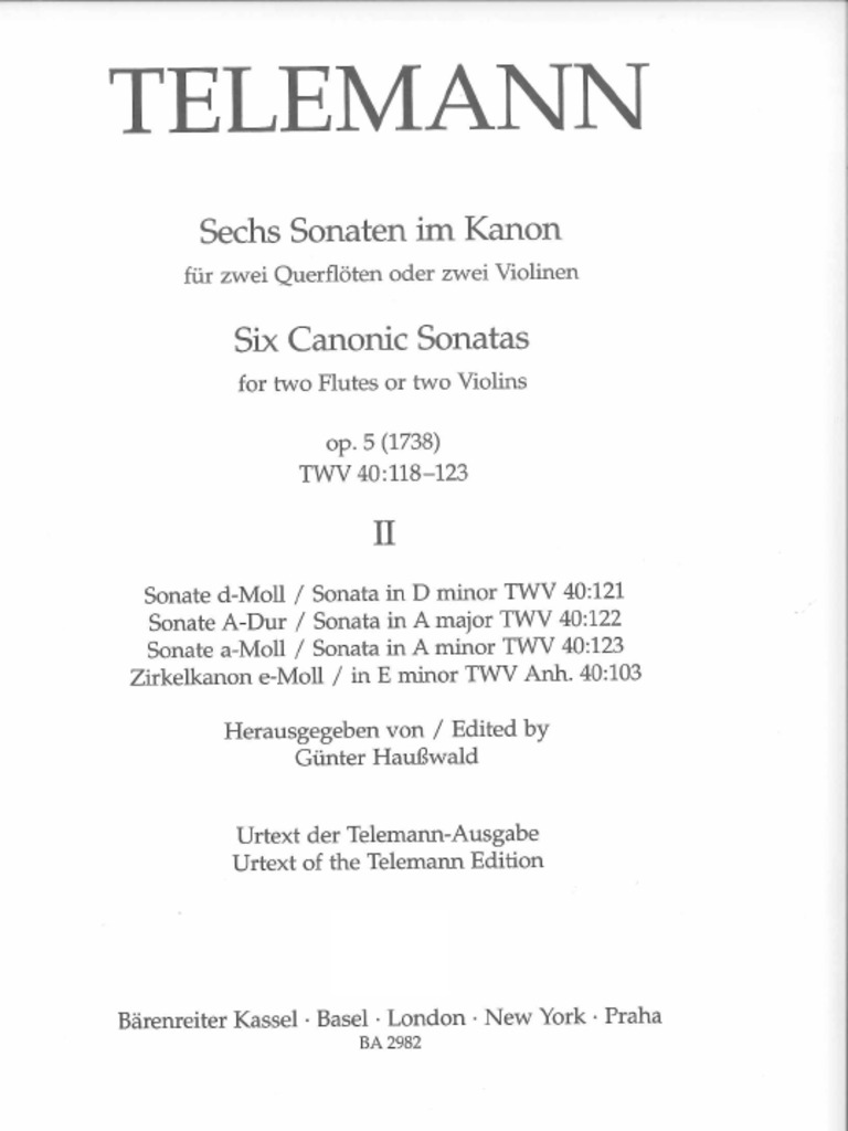 Telemann, Op. 5 | PDF