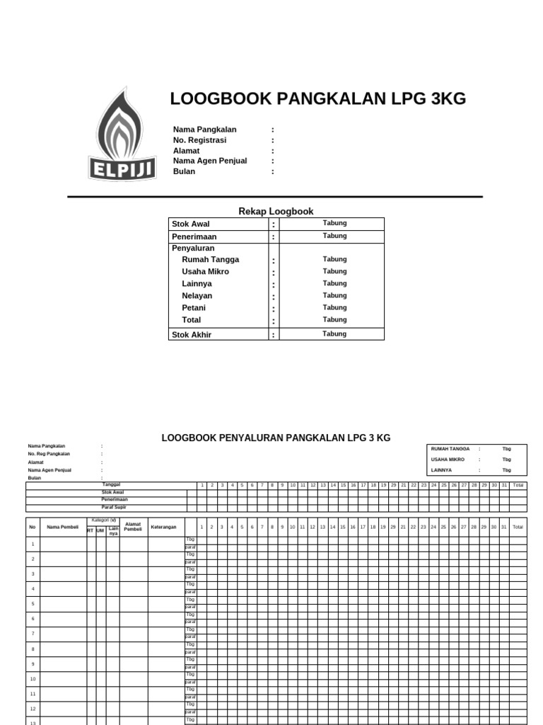 LOOGBOOK PANGKALAN LPG 3KG | PDF