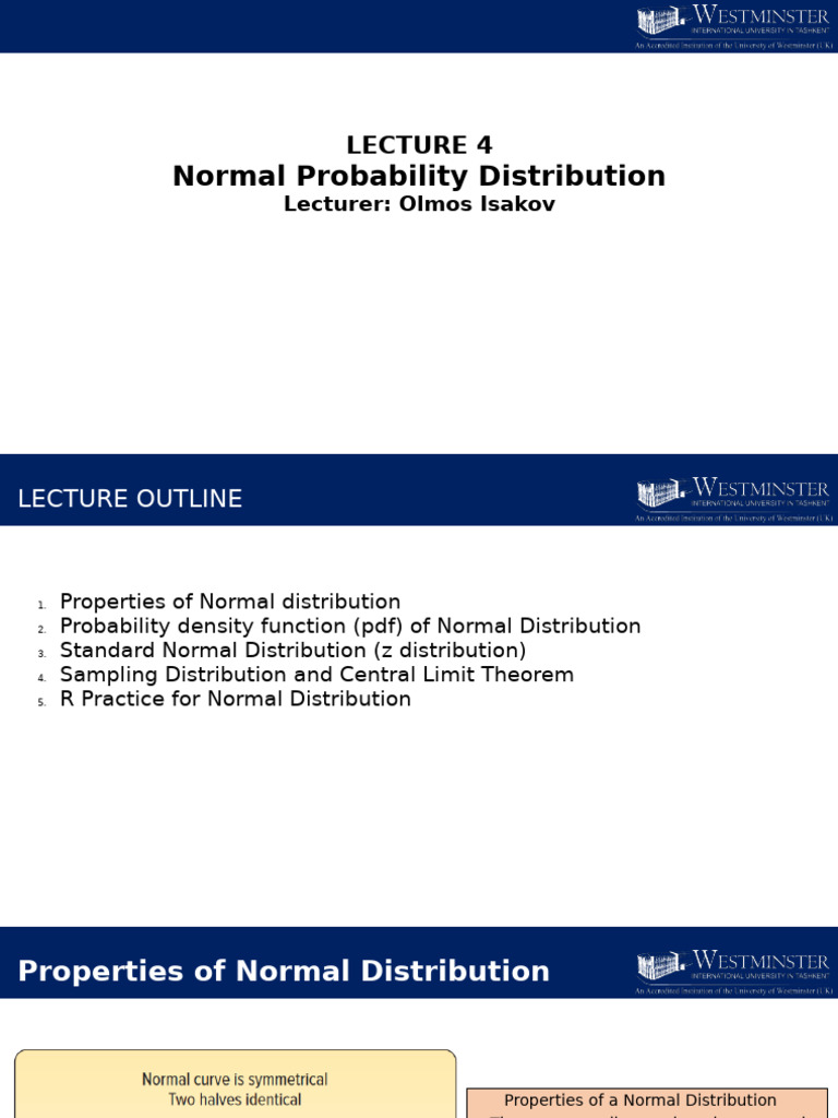 Normal Distribution Properties and Applications | PDF | Standard ...