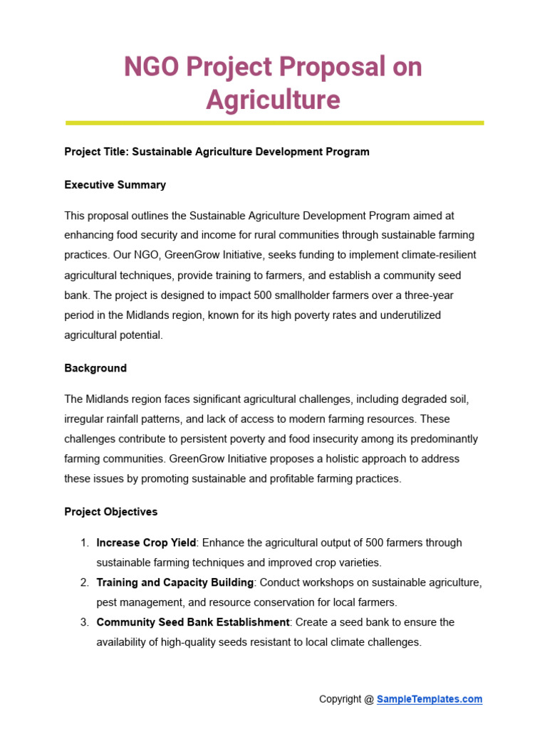 Sustainable Agriculture Project Proposal | PDF | Agriculture ...